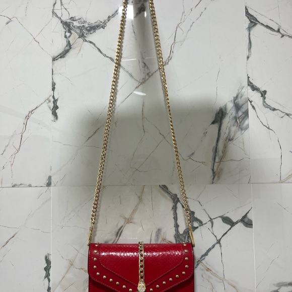 Aldo | Bags | Aldo Red And Gold Crossbody Bag With Chain Strap | Poshmark